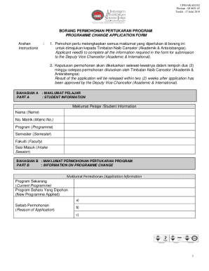 Fillable Online borang permohonan pertukaran program Fax Email Print - pdfFiller