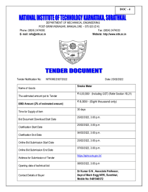 Fillable Online The estimated amount put to Tender Fax Email Print ...