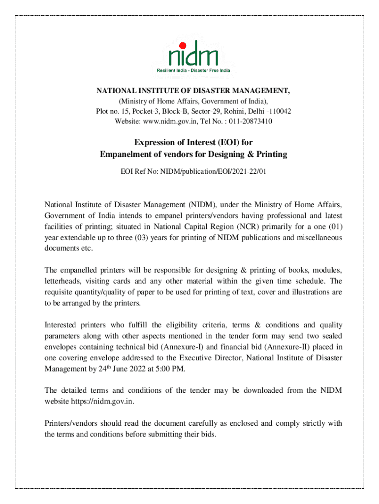 Fillable Online nidm gov Contact Us - National Institute of Disaster Management(NIDM) Fax Email ...