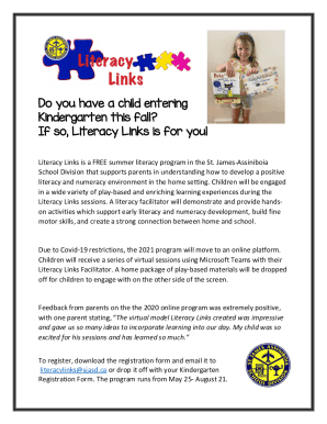 Fillable Online Do you have a child entering Kindergarten? If so, Literacy ... Fax Email Print ...