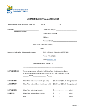 Fillable Online URBAN POLE RENTAL AGREEMENT Fax Email Print - pdfFiller