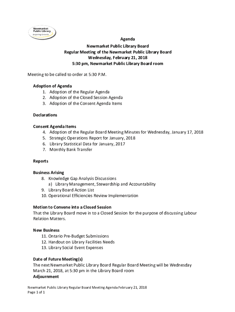 Fillable Online Trustees - THE NEWMARKET PUBLIC LIBRARY Fax Email Print ...