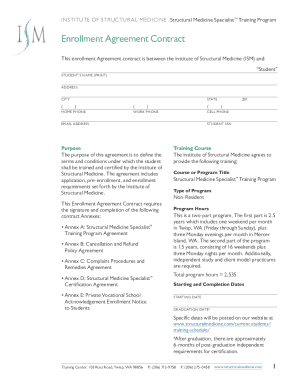 Fillable Online Enrollment Agreement Contract - Institute of Structural ...