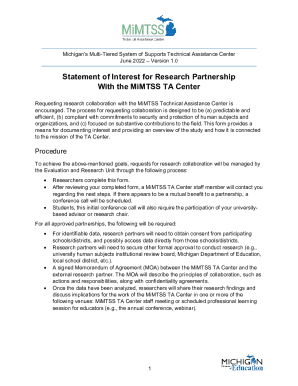 Fillable Online Statement of Interest for Research PartnershipWith the ...