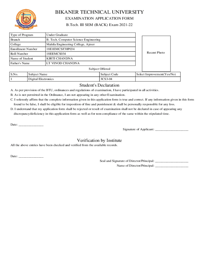Fillable Online gweca ac Bikaner Technical University Fax Email Print - pdfFiller