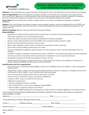 Fillable Online Volunteer Position Description - Template Fax Email ...