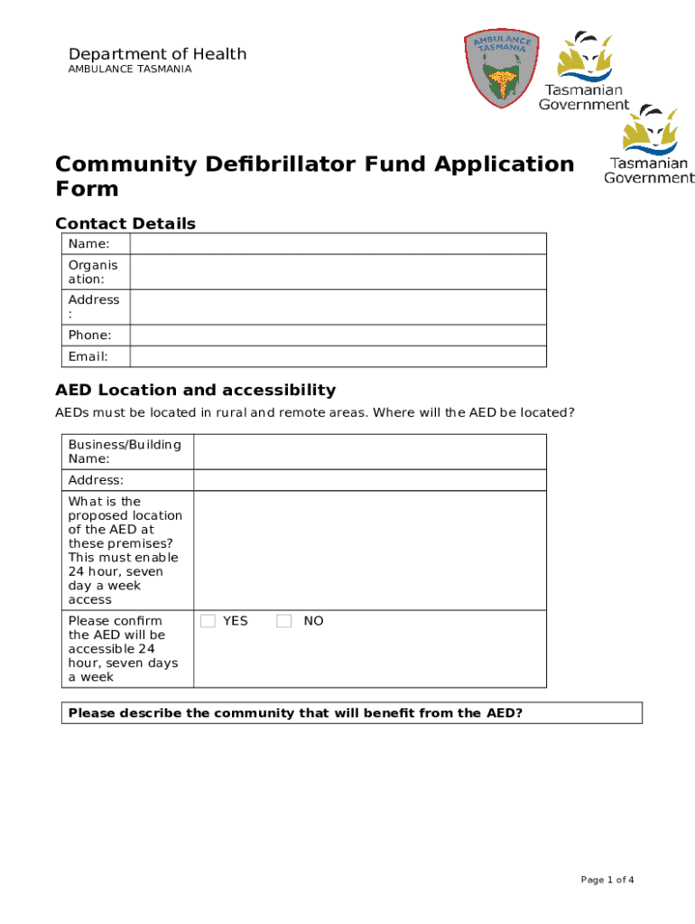 Community Defibrillator FundTasmanian Department of Health Doc Template ...