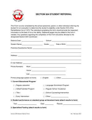 Fillable Online MODEL FORM. Section 504 Fax Email Print - pdfFiller