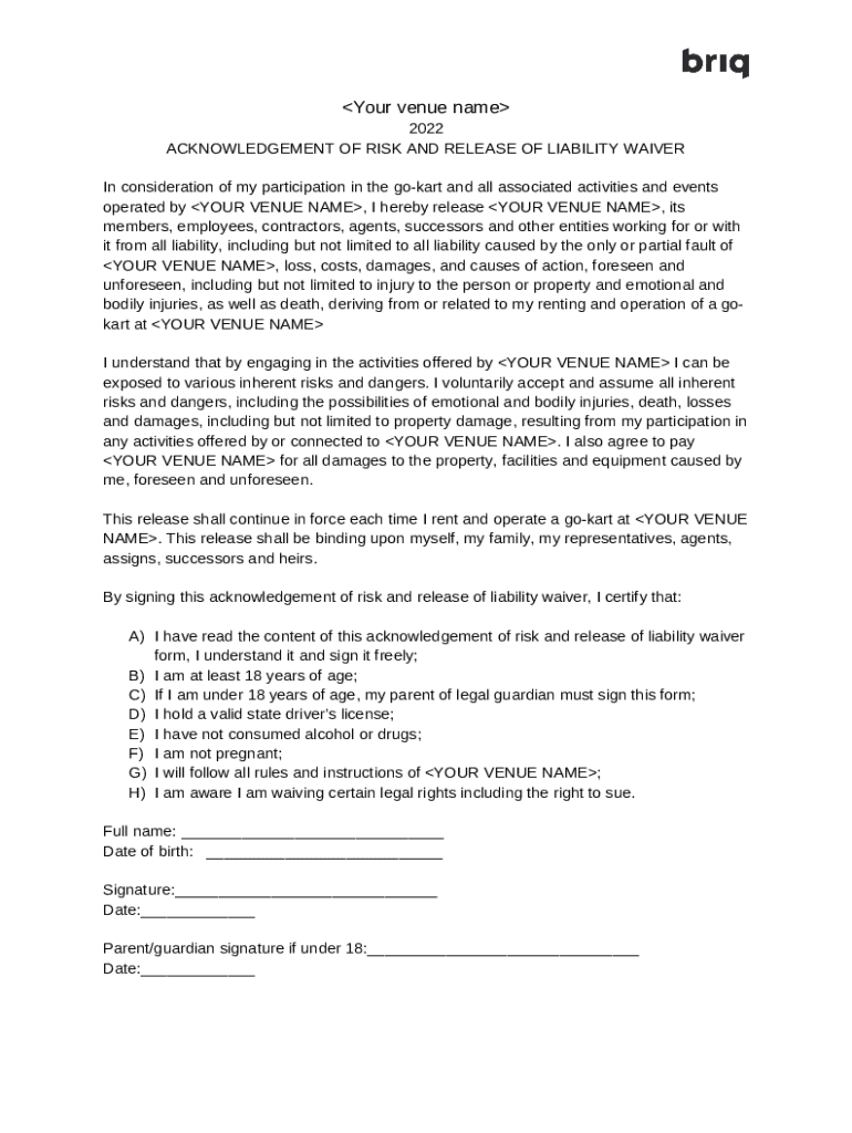 Go-Kart-Waiver-Template.docx - Briq Bookings Doc Template | pdfFiller