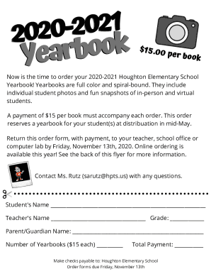 Fillable Online 20-21 Yearbook Order Form Fax Email Print - pdfFiller