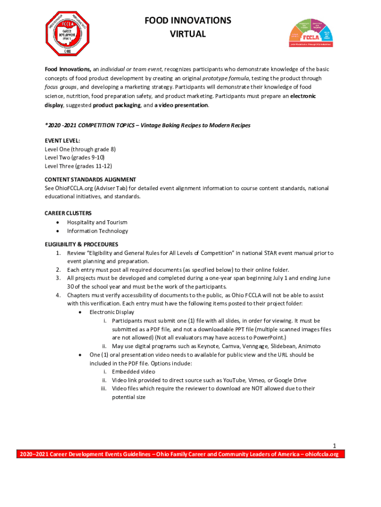 Fillable Online Pennsylvania FCCLA - STAR Event Descriptions Fax Email ...