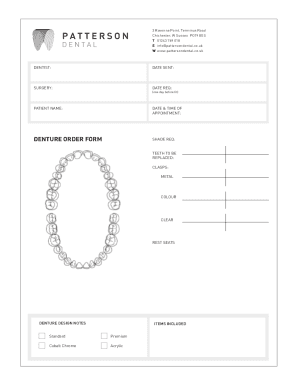 Fillable Online Denture Order Form Fax Email Print - pdfFiller