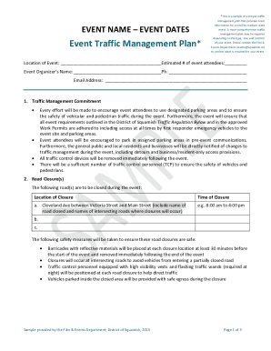 Fillable Online Traffic Incident Management Plan Template Fax Email ...