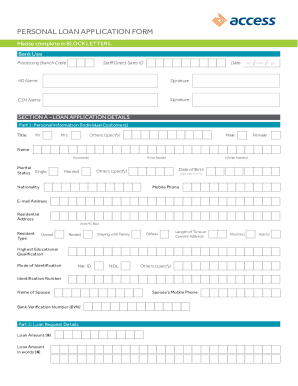 Fillable Online Personal Loan Application Form Fax Email Print - pdfFiller
