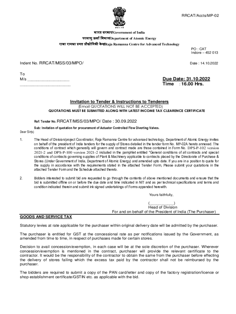 Fillable Online Raja Ramanna Centre For Advanced Technology, Indore Fax ...