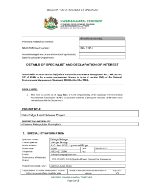 Fillable Online DECLARATION OF INTEREST BY SPECIALIST Fax Email Print - pdfFiller