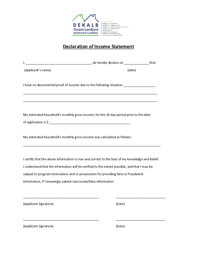 Fillable Online income declaration form Fax Email Print - pdfFiller