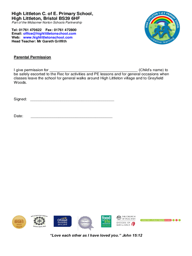 Fillable Online Parental Permission - Midsomer Norton Schools Partnership Fax Email Print ...