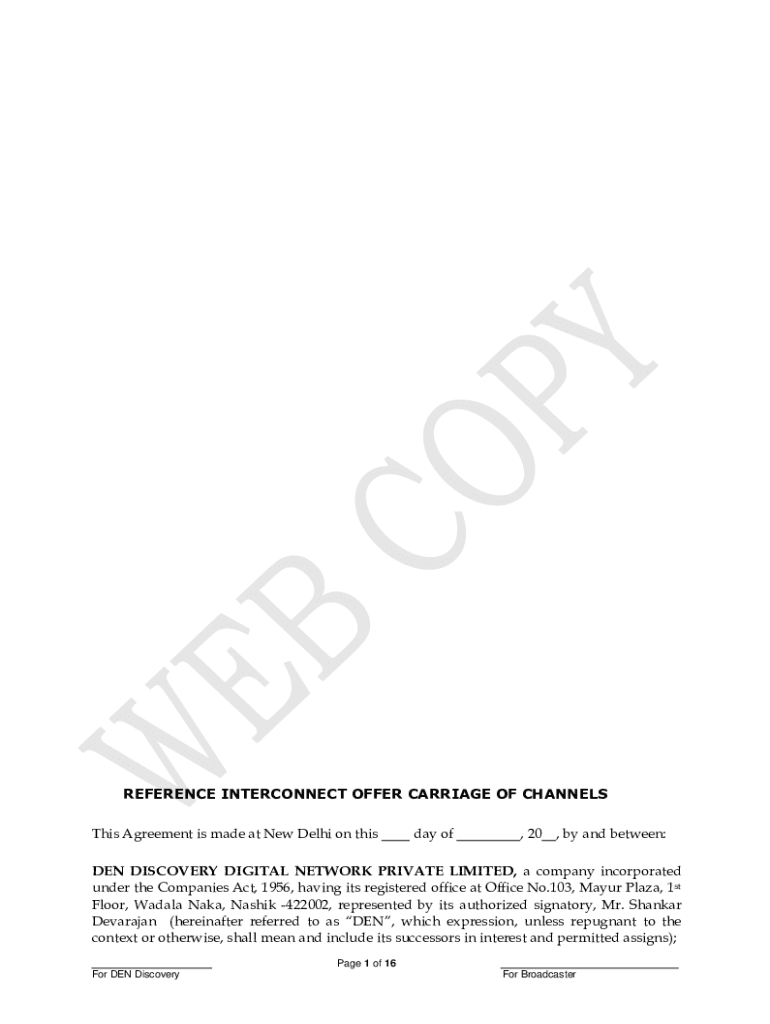 Fillable Online reference interconnect offer carriage of channels Fax Email Print - pdfFiller