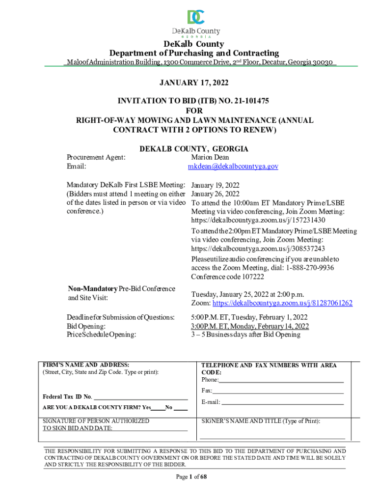 Fillable Online All Bidders under Invitation to Bid (ITB) No. 21-101475 FROM Fax Email Print ...