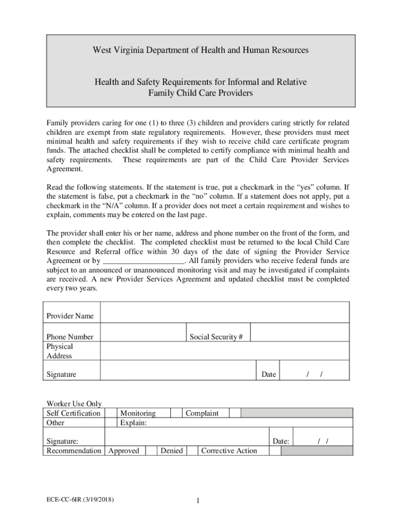 Fillable Online dhhr wv Application to Operate a Registered Family ...