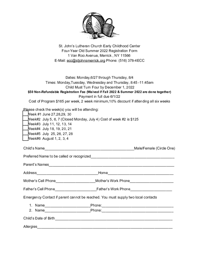 Fillable Online ECC Registration/Fees/FormsSt. Peter's Ev. Lutheran ...