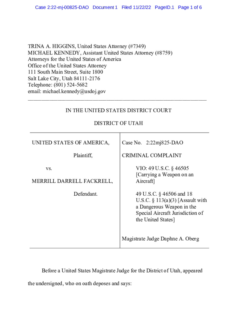 Fillable Online TRINA A. HIGGINS, United States Attorney (#7349) AARON ...