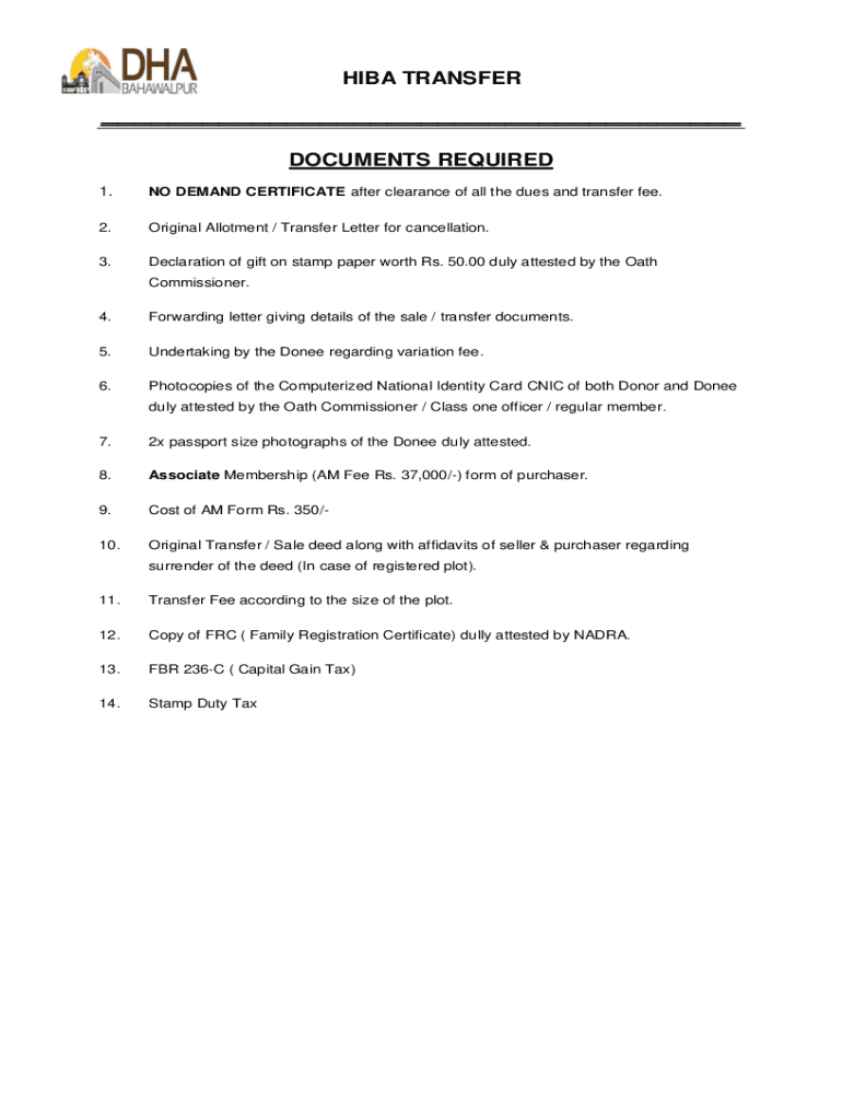 Fillable Online procedure for transfer of plot/house to family member ...