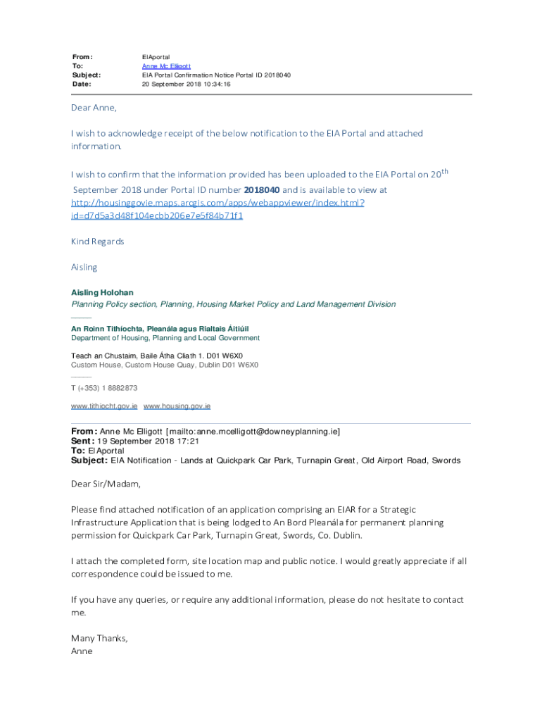 Fillable Online EIA Portal Confirmation Notice Portal ID 2018040 Fax ...