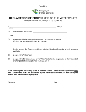 Fillable Online candidate's declaration proper use of voters' list Fax ...