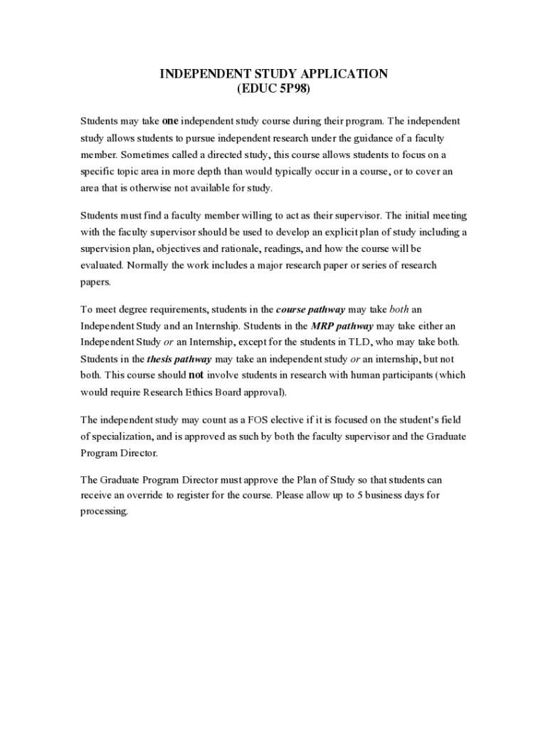 Fillable Online Independent Study: What It Is and How It WorksBestColleges Fax Email Print ...