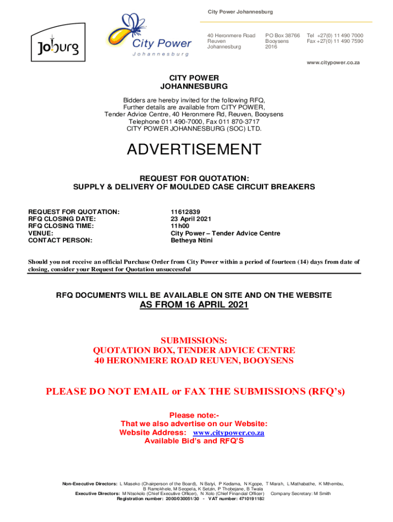 Fillable Online REQUEST FOR QUOTATION: Fax Email Print - pdfFiller