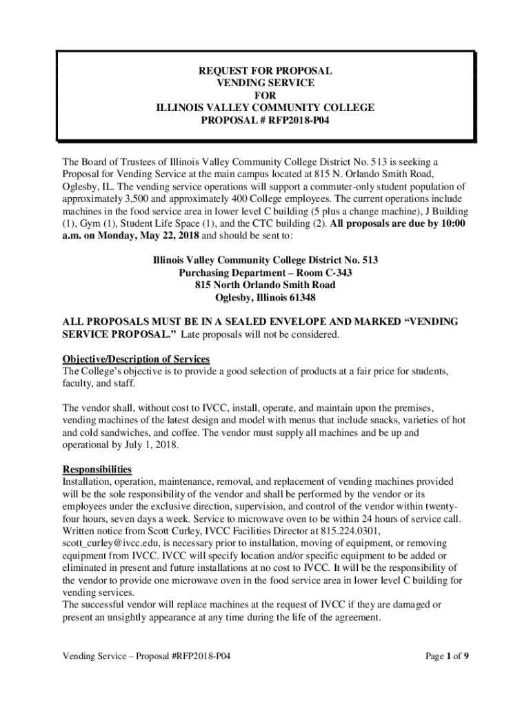 Fillable Online Instructions For Vending Services Program Request for ...