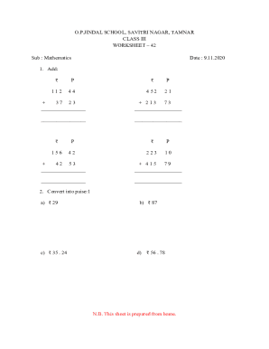 Fillable Online worksheet 19 std 8 Maths Fax Email Print - pdfFiller