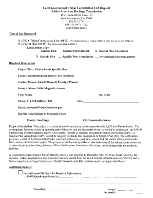 Fillable Online Local Government Tribal Consultation List Request ...