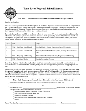 Fillable Online Health and PE Opt-Out Forms - Toms River Regional ...