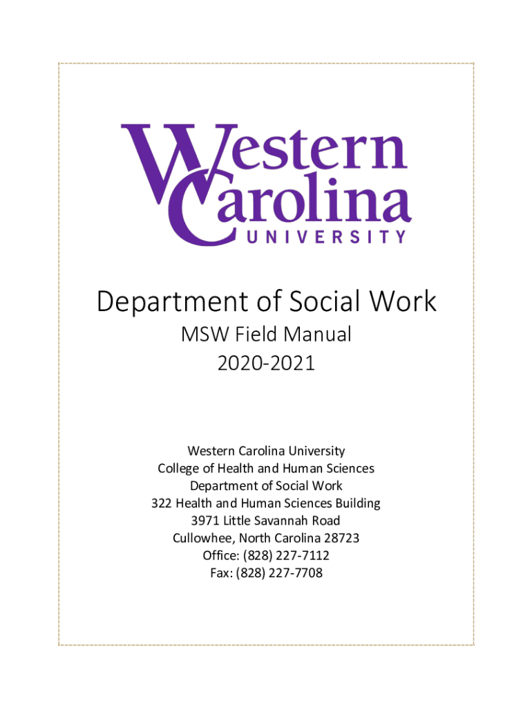 Fillable Online Master of Social Work Program FIELD PRACTICUM MANUAL ...