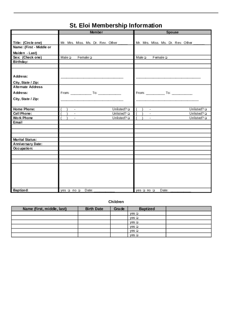 Eloi Membership Ination Doc Template | pdfFiller