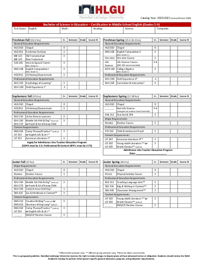 Fillable Online 2020 - 2021 CatalogCurriculum Check Sheets Degree Plans Fax Email Print - pdfFiller