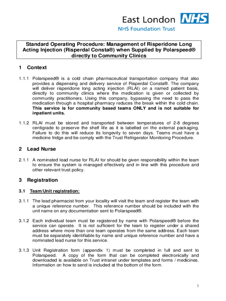 Fillable Online Management of Long Acting Injection When Supplied by ...