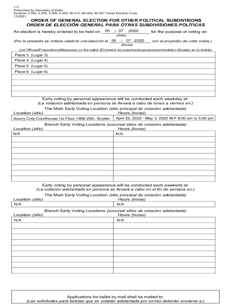 Fillable Online Welcome to Elections 101 - the Texas Secretary of State Fax Email Print - pdfFiller