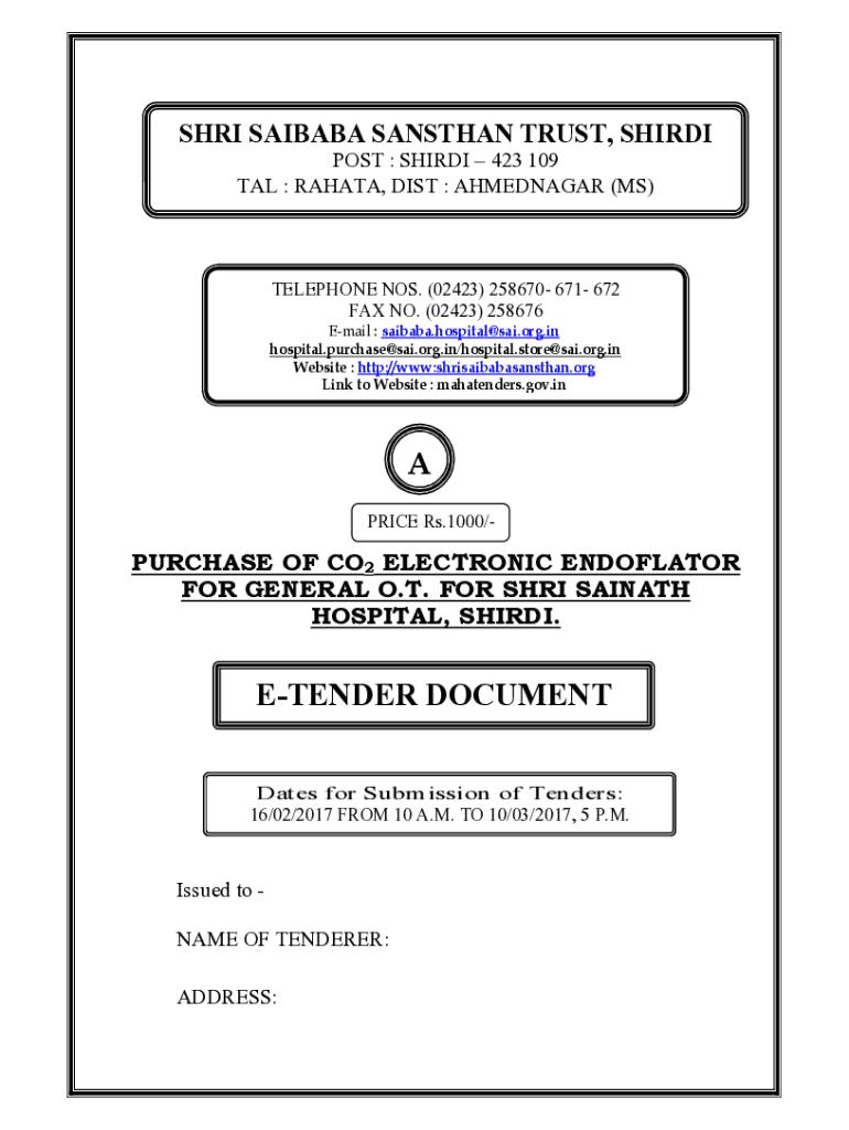 Fillable Online Shri Sai Baba Sansthan Trust, Shirdi, is the Governing ...