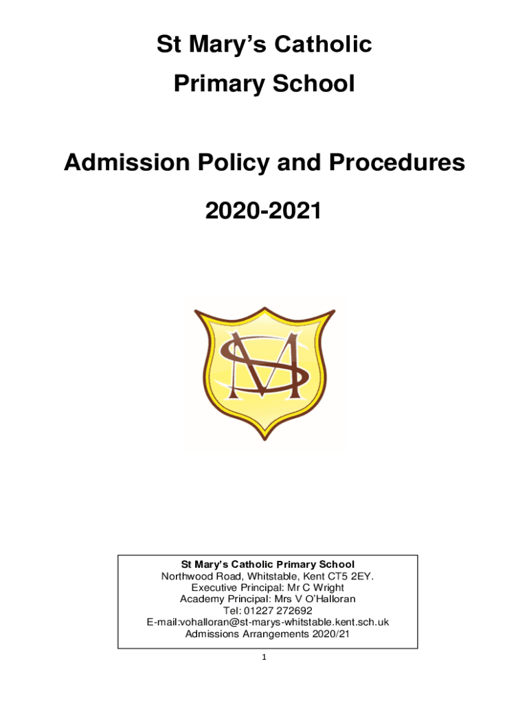 Fillable Online St Mary's Catholic Primary School, Whitstable: Home Fax ...
