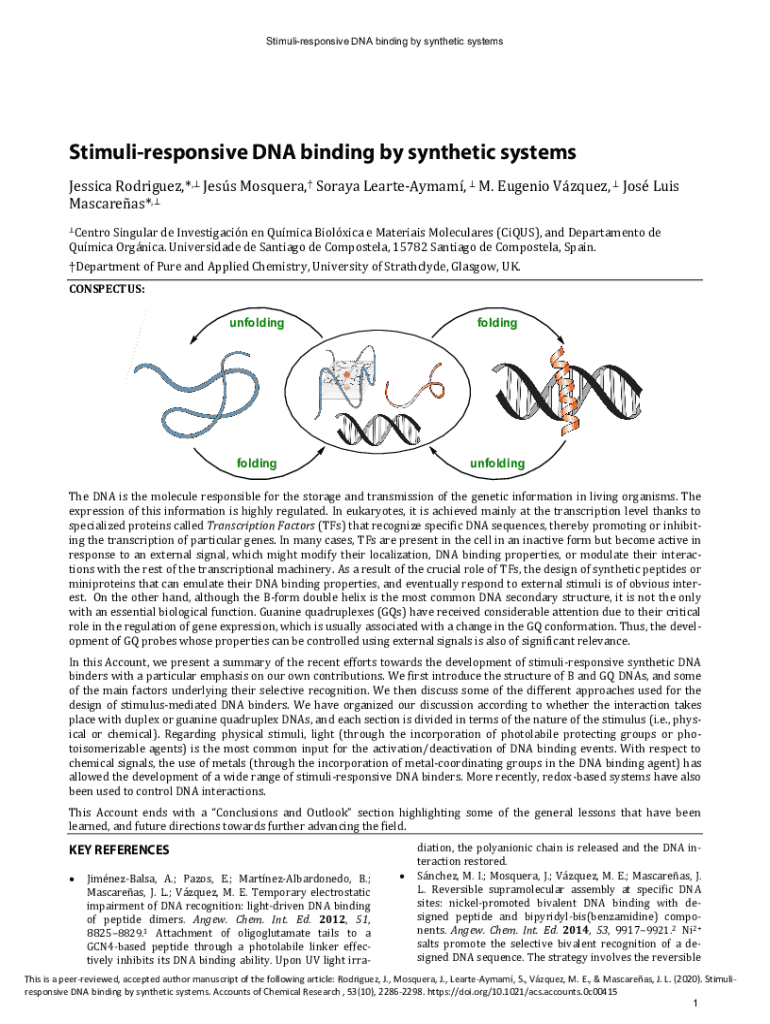 Fillable Online Stimuli-responsive DNA binding by synthetic systems Fax Email Print - pdfFiller