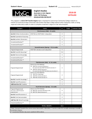 Fillable Online English Studies Degree Graduation Checklist Fax Email ...