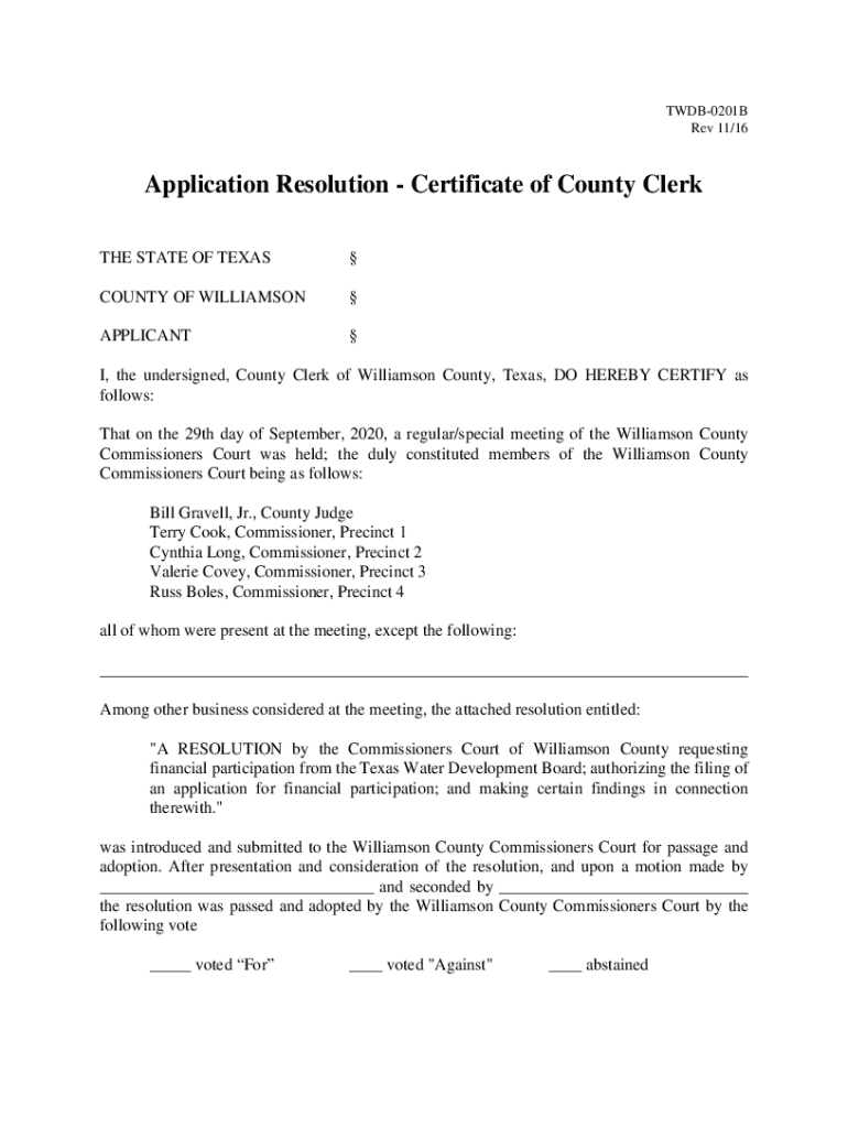 Fillable Online I, the undersigned, County Clerk of Williamson County ...
