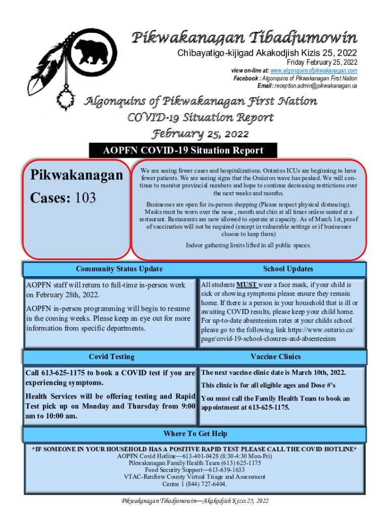 Fillable Online The Algonquins of Pikwakanagan First Nation's ...