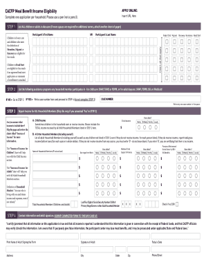 Fillable Online Please fill out the CACFP Meal Benefit Income ...