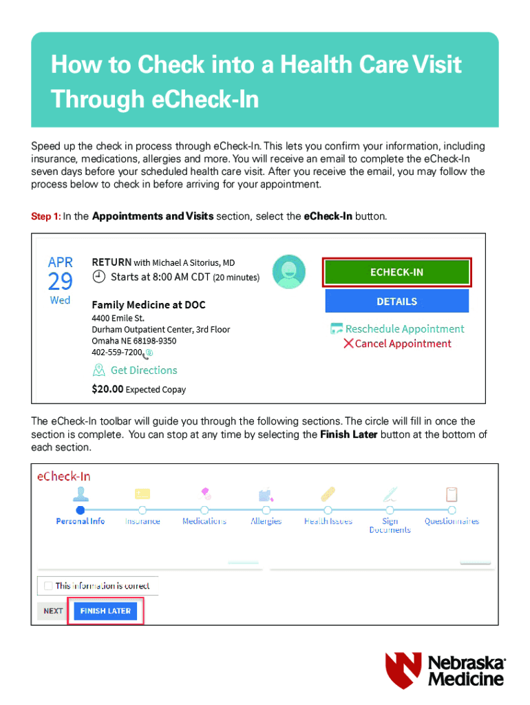 Fillable Online How to Check into a Health Care Visit Through eCheck-In ...