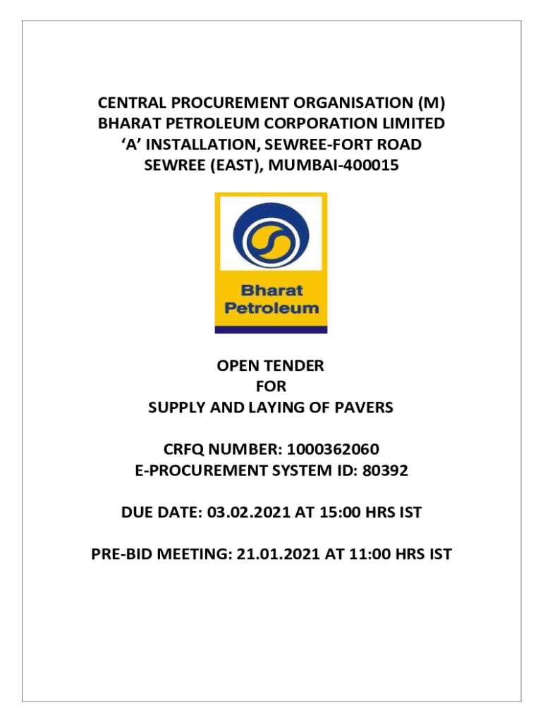 Fillable Online Welcome to BPCL e-Procurement Fax Email Print - pdfFiller